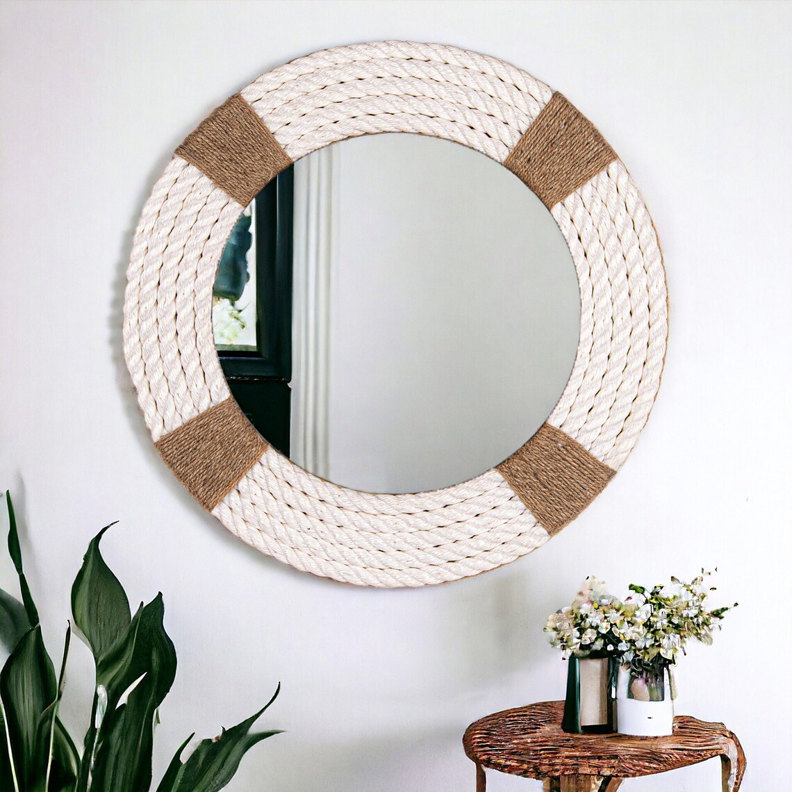 Nautical Wall Decor Big Mirror for Living Room Large Round Mirrors for ...