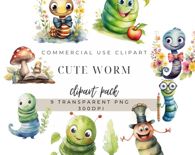 Book Worms Digital Clip Art Set ~ Graphics Kristi W Designs Personal ...