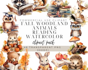 Reading Animals Clipart, Woodland Nursery Art, Bear Clipart Nursery Art ...