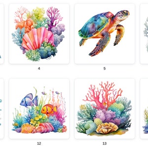 Rainbow Underwater Clipart: Watercolor Sea Animals (digital Download ...