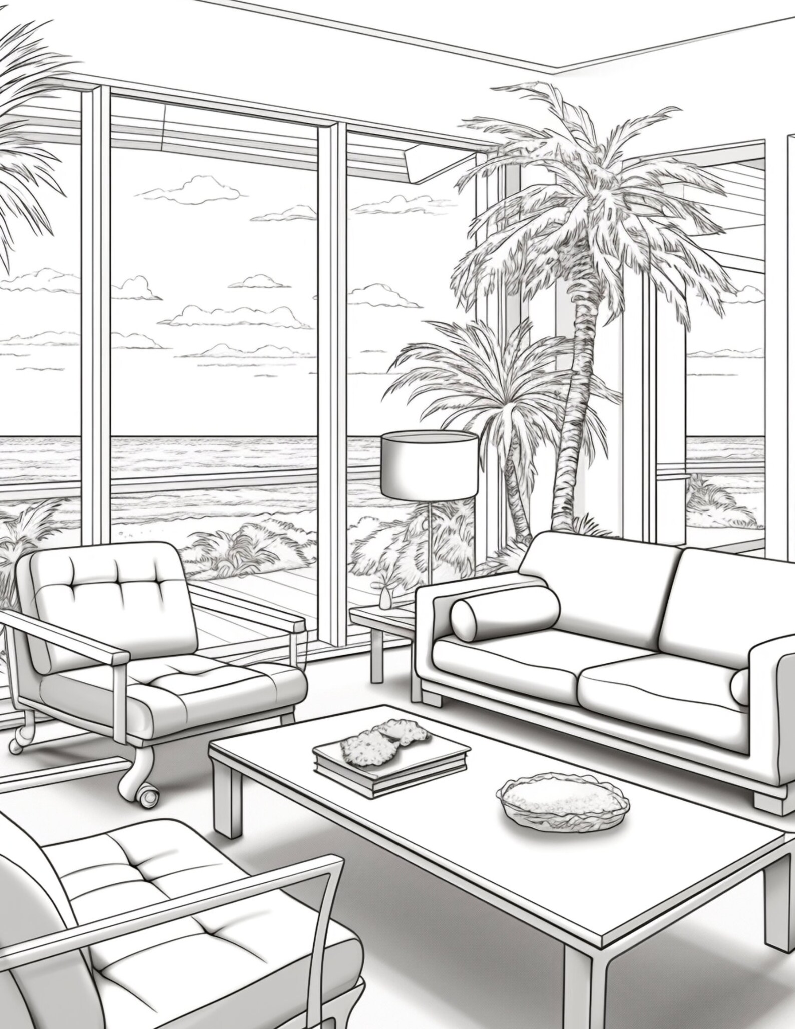 22 Interior Design Coloring Pages Adult Coloring Beautiful Living Room ...
