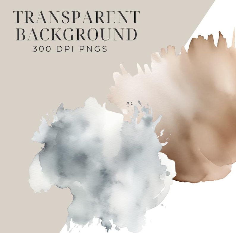 Brush Strokes Clipart Texture Background Watercolor Splashes Neutral ...