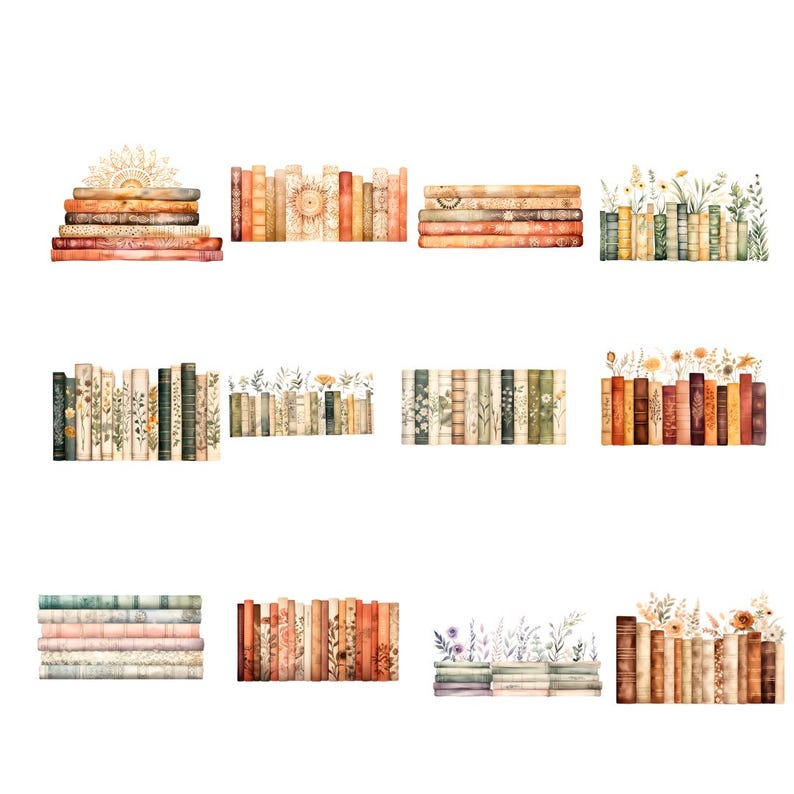 Boho Book Spine Clipart - Printable Art - Unique Designs - Perfect for ...