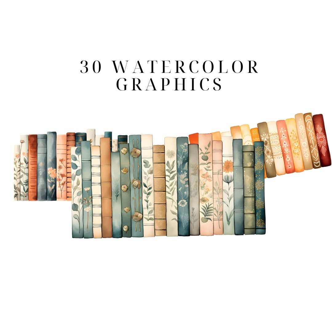 Boho Book Spine Clipart - Printable Art - Unique Designs - Perfect for ...