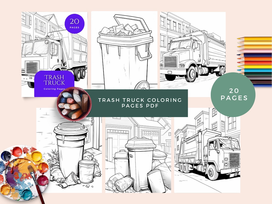 Trash Truck Coloring Pages, Fun Printable Activity for Kids, Birthday ...