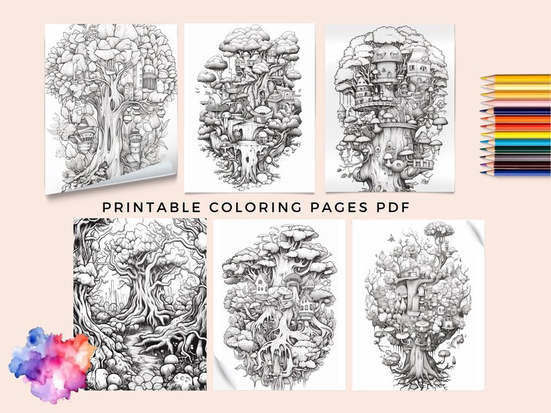 Fantasy Forest Coloring Pages: 20 Printable Designs (PDF) - Etsy