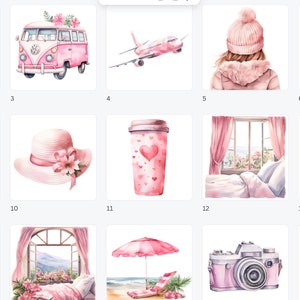 Pink Travel Clip Art | Travel Clipart | Commercial Use | 23 Transparent ...