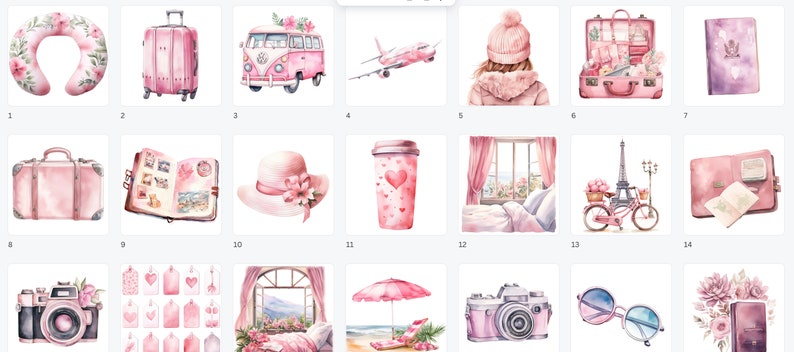 Pink Travel Clip Art | Travel Clipart | Commercial Use | 23 Transparent ...