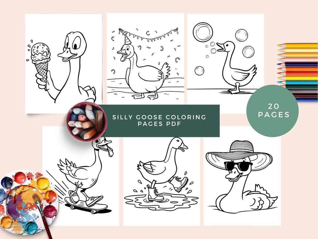 20 Silly Goose Coloring Pages - Printable PDF - Fun for Kids and Adults ...