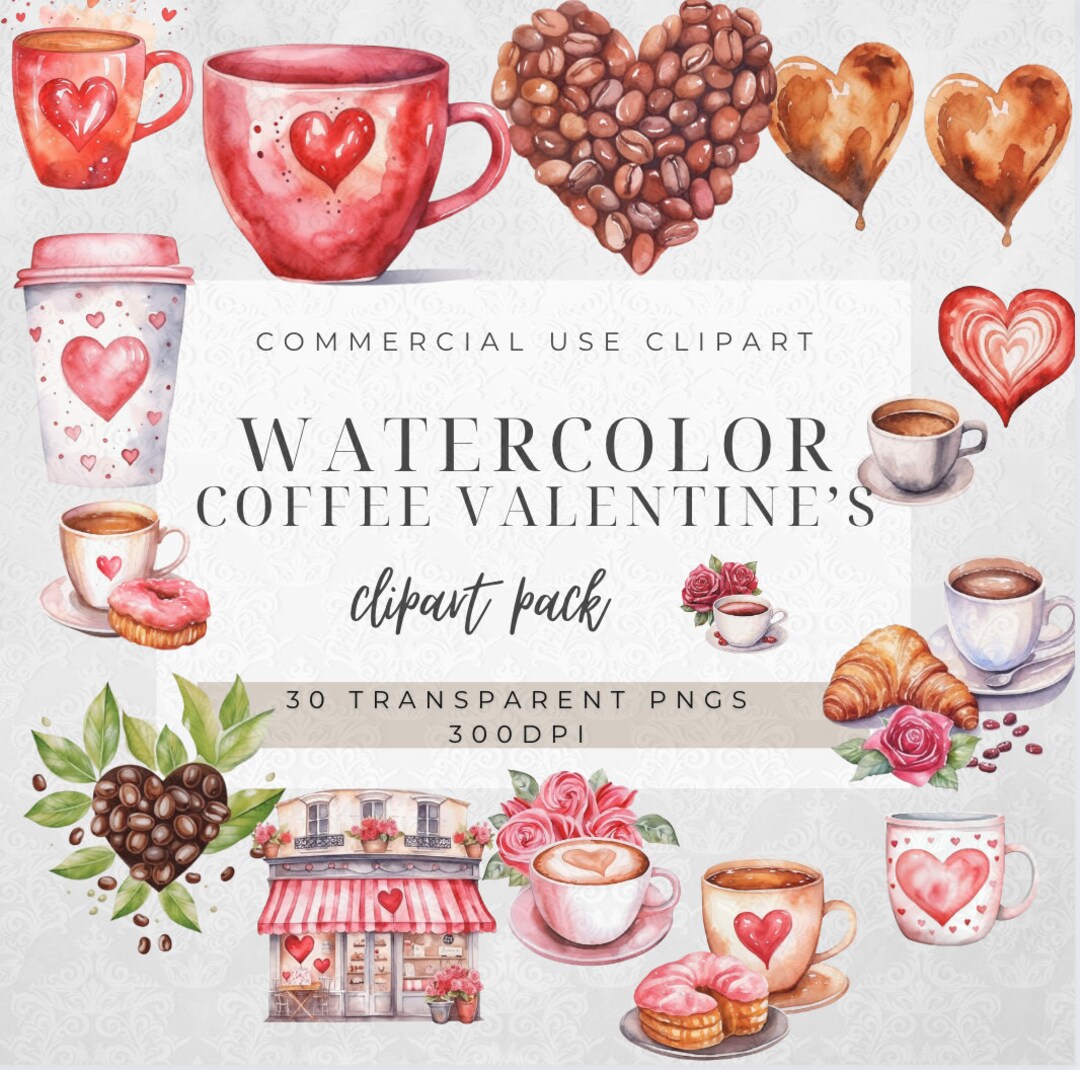 Coffee Valentine Clipart | Commercial Use | Love Clipart | Coffee Love ...