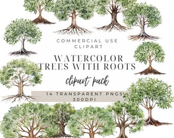 Rainbow Watercolor Tree With Roots Clipart | Transparent Background ...