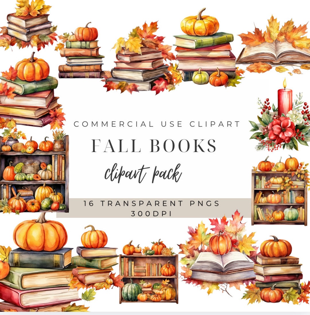 Fall Clipart | Transparent Png | Fall Books Bundle | Digital Download ...