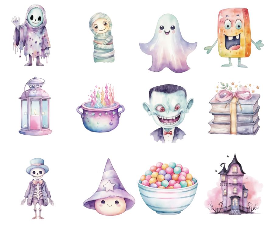 Commercial Use | Pastel Halloween | Watercolor Halloween Clipart ...
