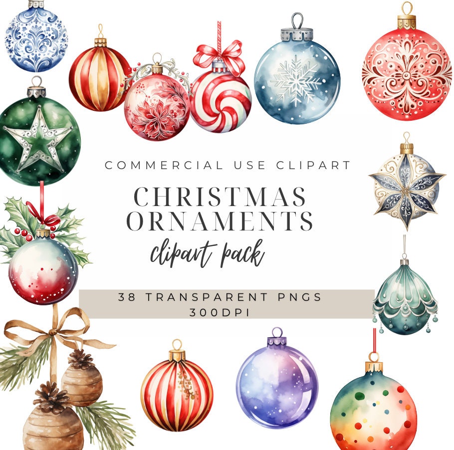 Christmas Ornaments Clipart | Commercial Use | Xmas Ornaments ...