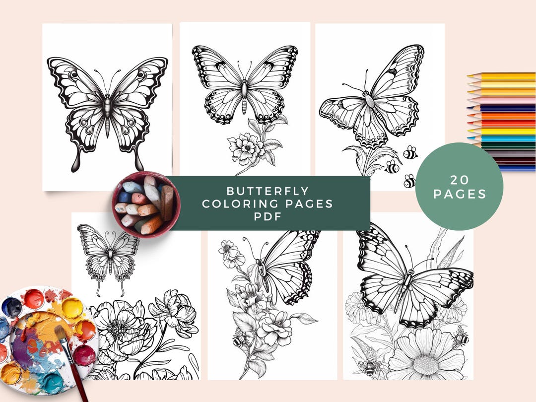Butterfly Coloring Pages: 20 Fun Designs for Kids & Adults (digital ...