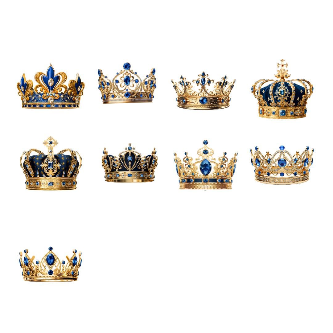 Blue and Gold Baby Prince Princess Crown - Royal Digital Clipart ...