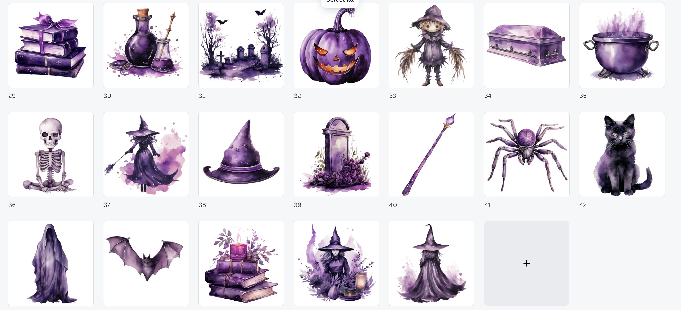 Watercolor Clipart | Halloween Purple | Halloween Ghost, Witch Clipart ...