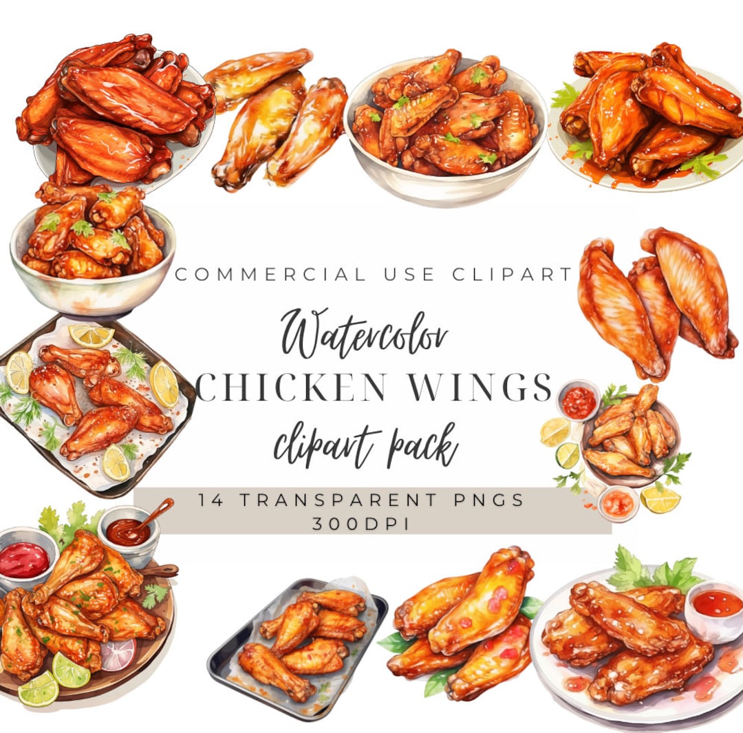 14 Chicken Wings PNG 300 DPI Clipart | Commercial Use | Food Graphics ...