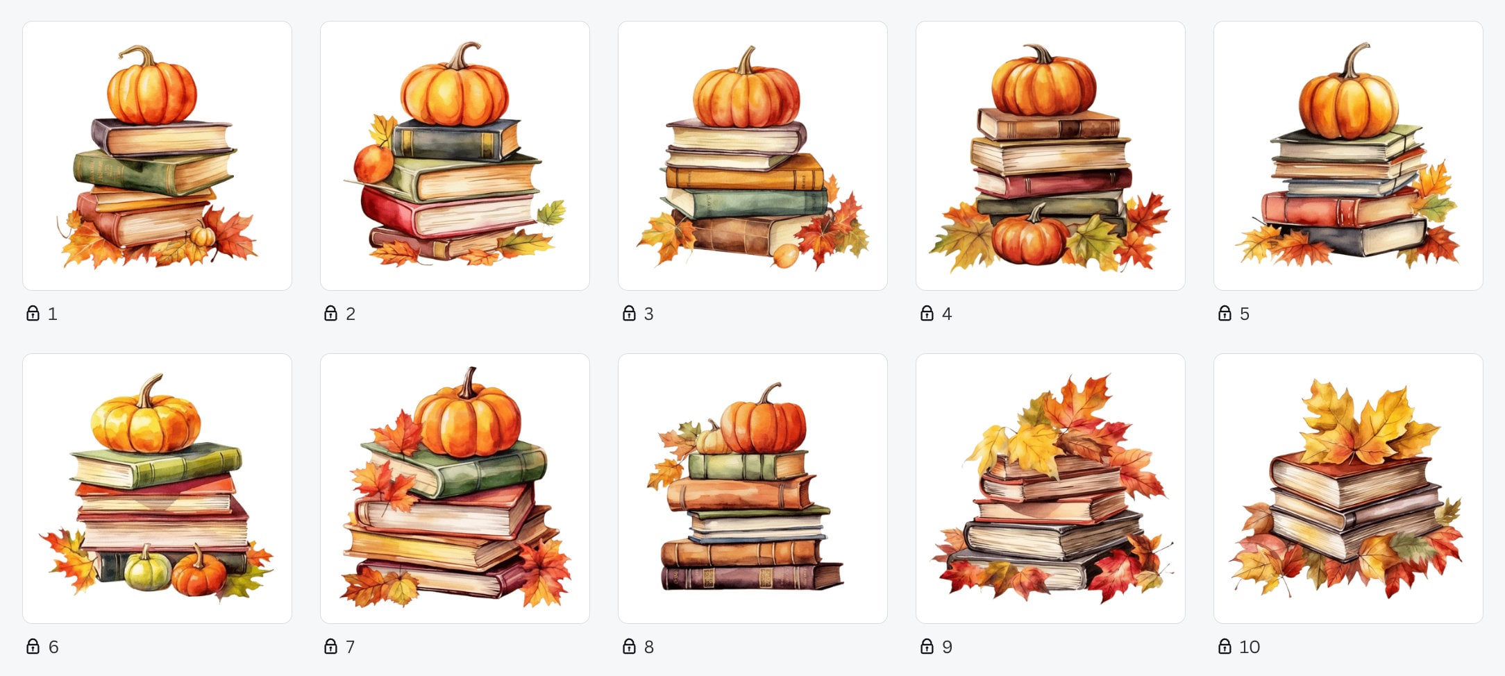Fall Clipart | Transparent Png | Fall Books Bundle | Digital Download ...
