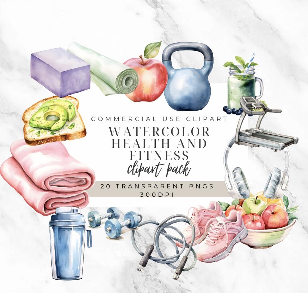 Yoga Clipart Set - Motivational Fitness Graphics - Digital Images for ...