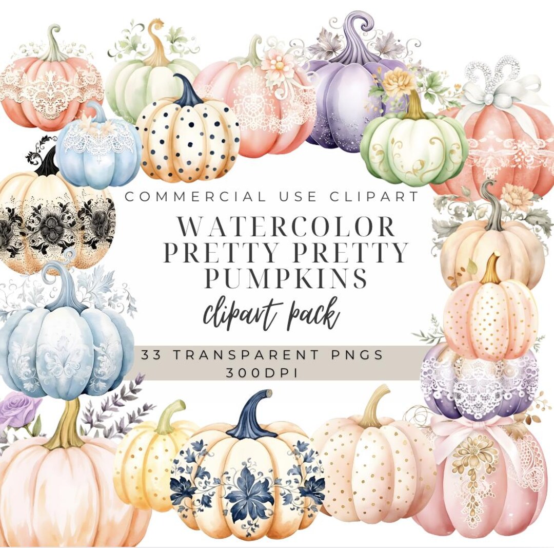 Pastel Pumpkins Watercolor Clipart: Fall Graphics (digital Download) - Etsy