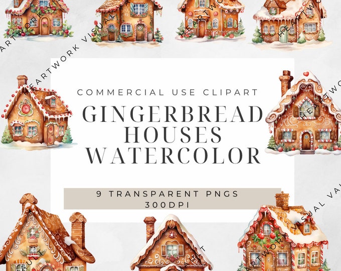 Holiday Clipart | Watercolor Clip Art | Gingerbread House Clipart ...