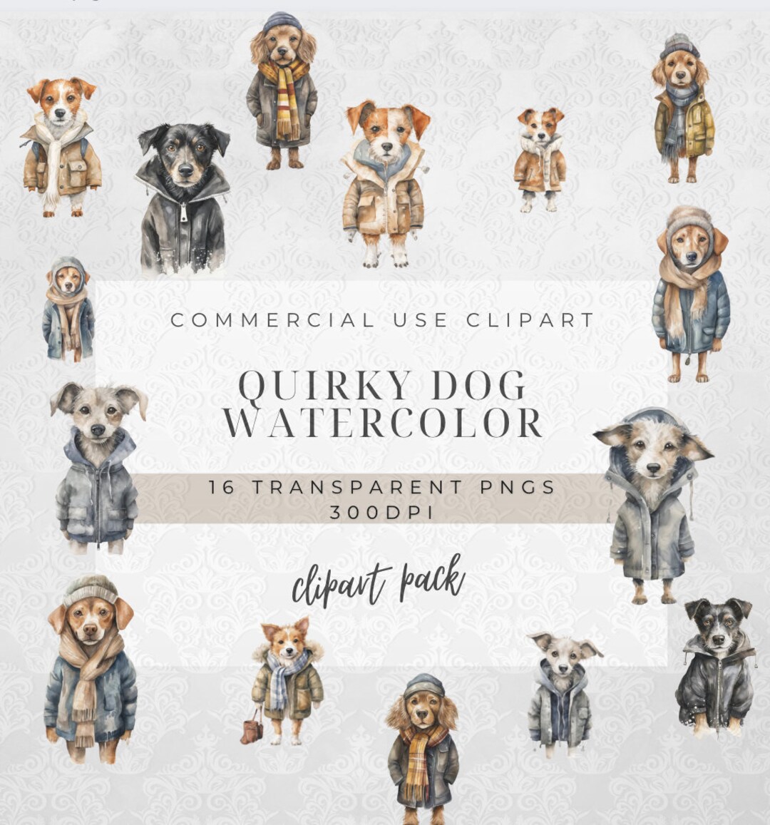 Quirky Dog Clipart | Cute Dog Portraits Clipart | Digital Download ...