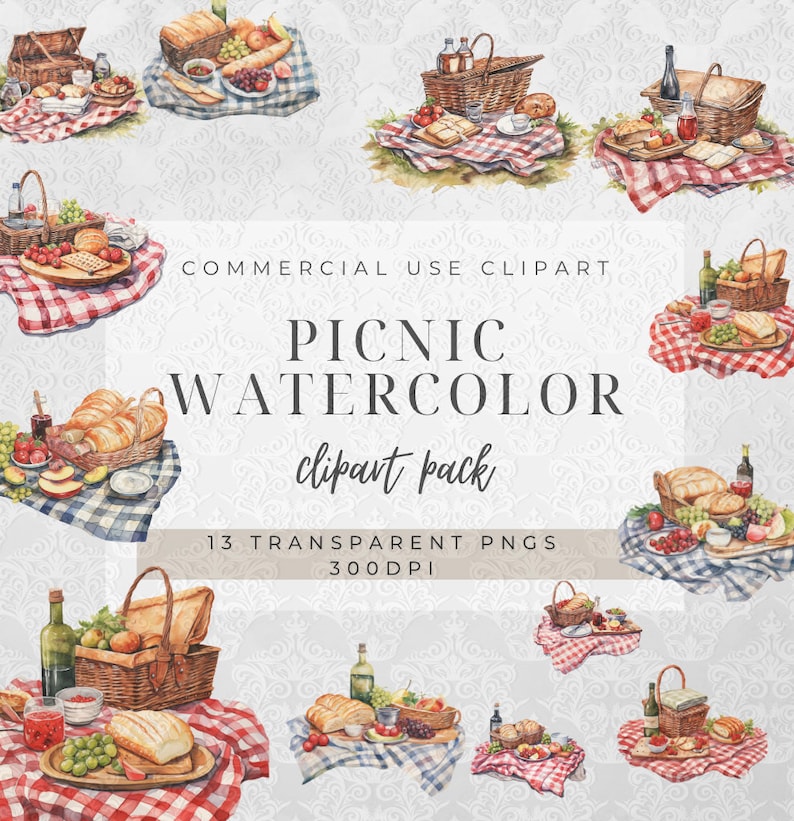Watercolor Picnic Clipart: Spring & Summer Scenes (digital Download) - Etsy
