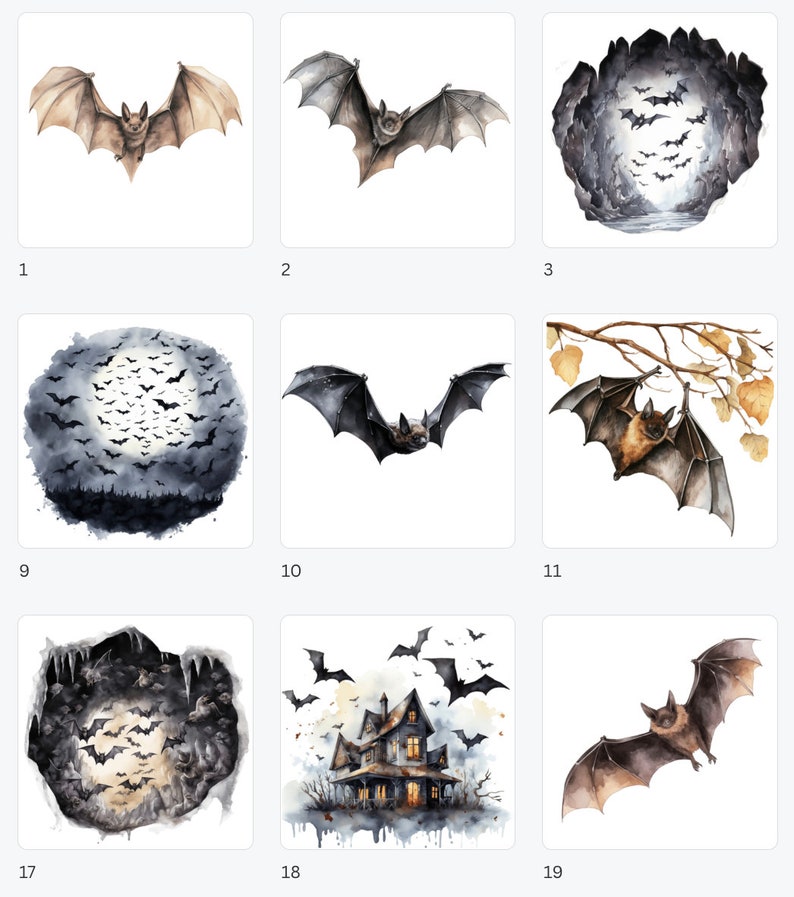 Bats Clipart | Spooky Halloween Clipart | Watercolor Bats Pngs ...