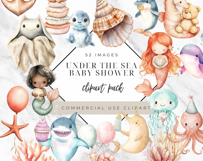 Pink Sea Animals Clipart, Little Sea Animal Clipart, Undersea ...