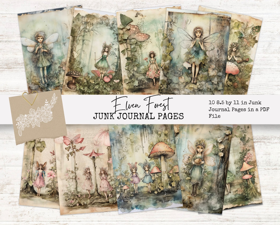 10 Elven Forest Junk Journal Pages | Magical Junk Journal Paper | Mix ...