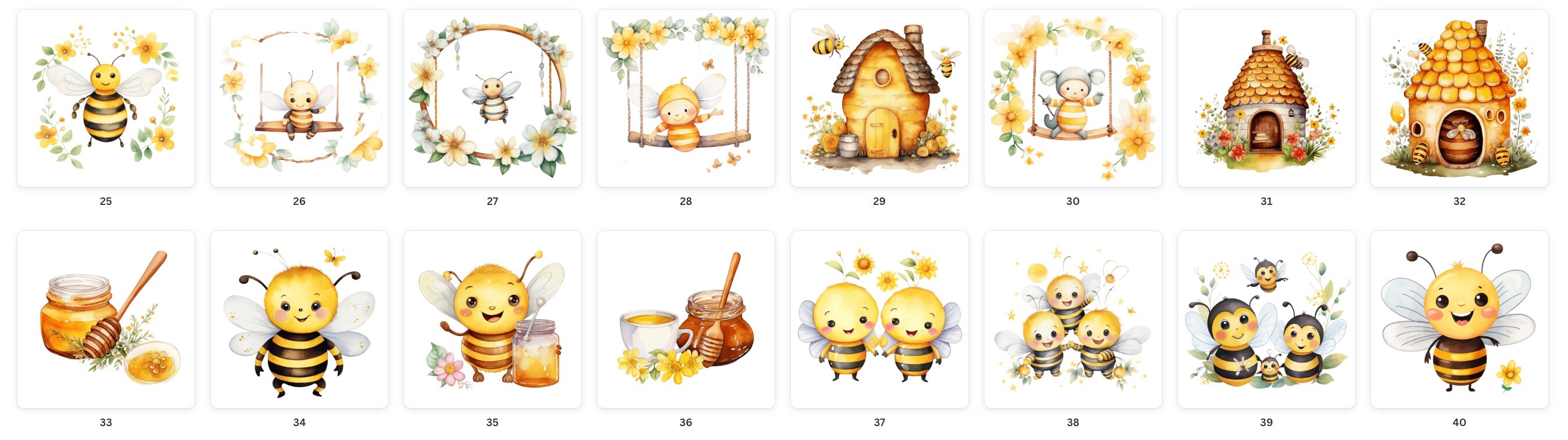 Cute Bees Baby Bee Clip Art Nursery Decor Cute Animals Commercial Use ...