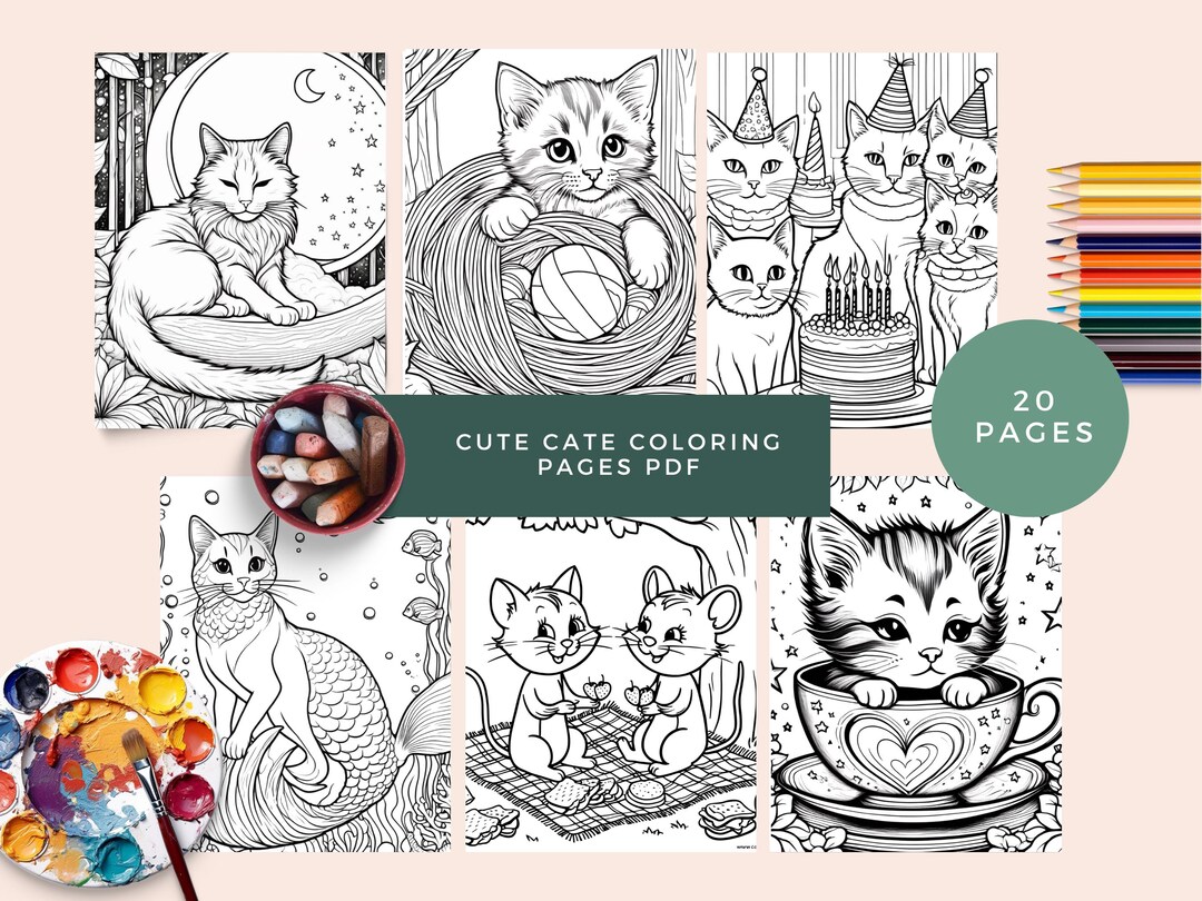 Cute Cat Coloring Pages, Fun Printable Designs for Kids & Adults ...