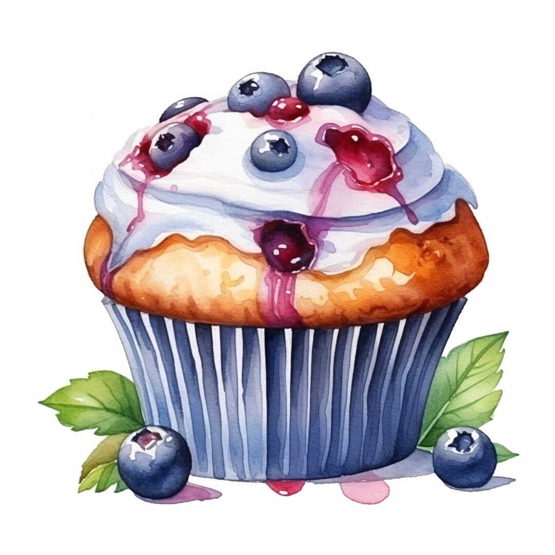 Watercolor Blueberry Clipart: Commercial Use Graphics (JPG 300 DPI) - Etsy