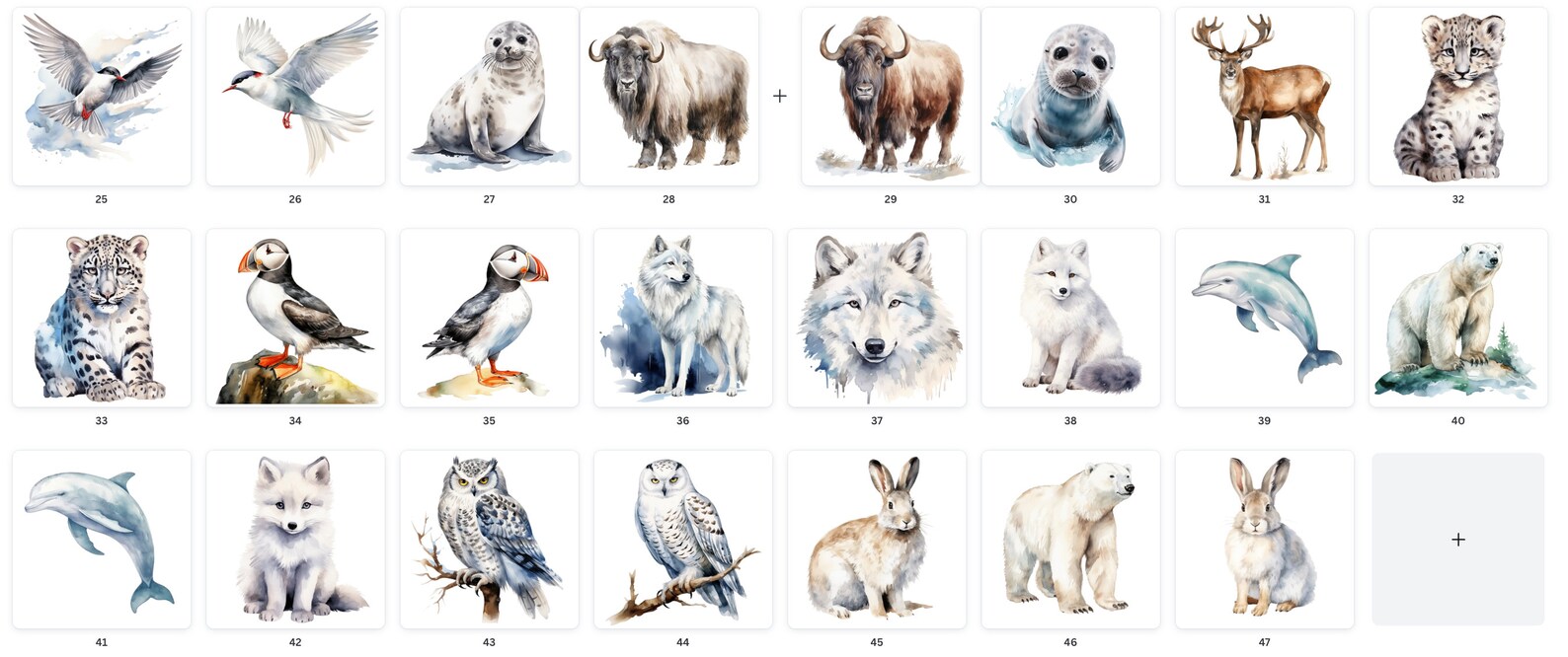 47 Arctic Animals Clipart Digital Download Nursery Art Watercolor ...