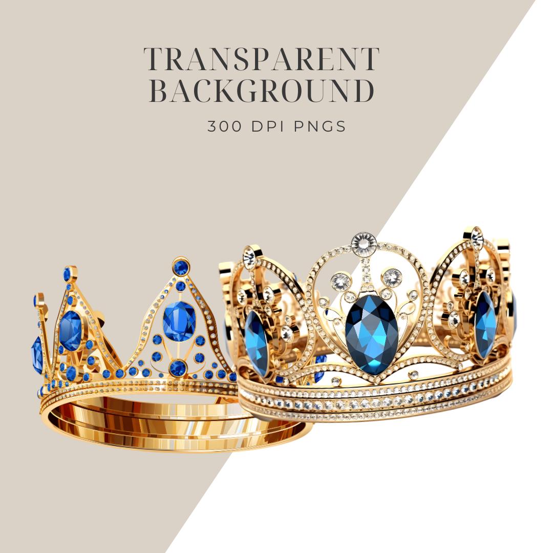 Blue and Gold Baby Prince Princess Crown - Royal Digital Clipart ...