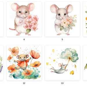 Mouse and Flower Clipart | Digital Download | Digital Paper Craft ...
