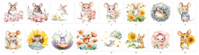 Mouse and Flower Clipart | Digital Download | Digital Paper Craft ...