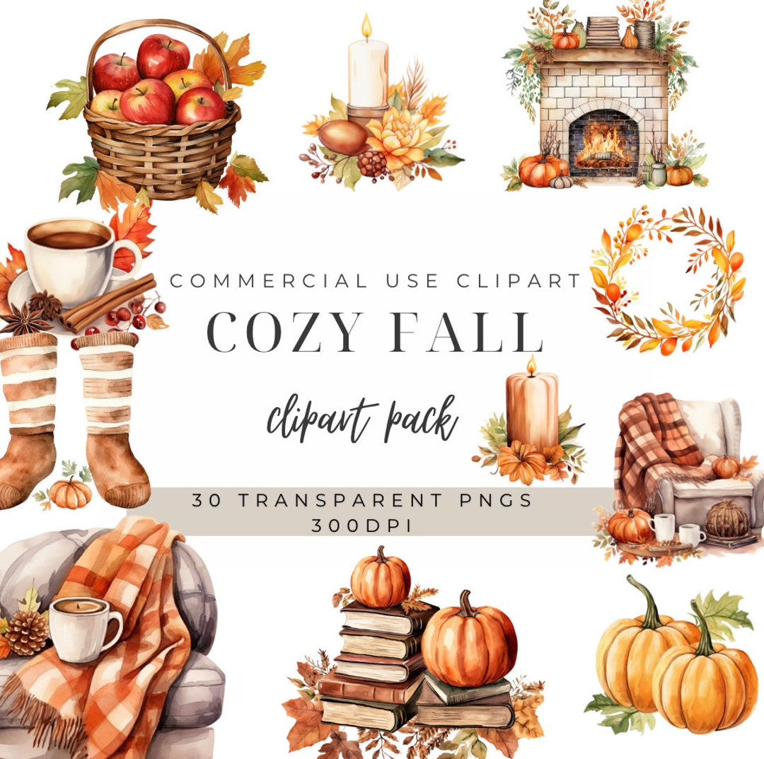 Cozy Fall Clipart | Warm Autumn Clipart Bundle | Sweater Weather ...