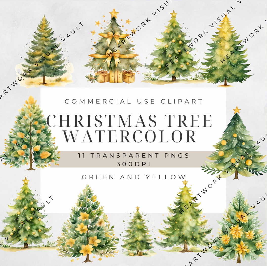 Green Christmas Tree Clipart | Green Trees | Trees Png | Yellow Trees ...