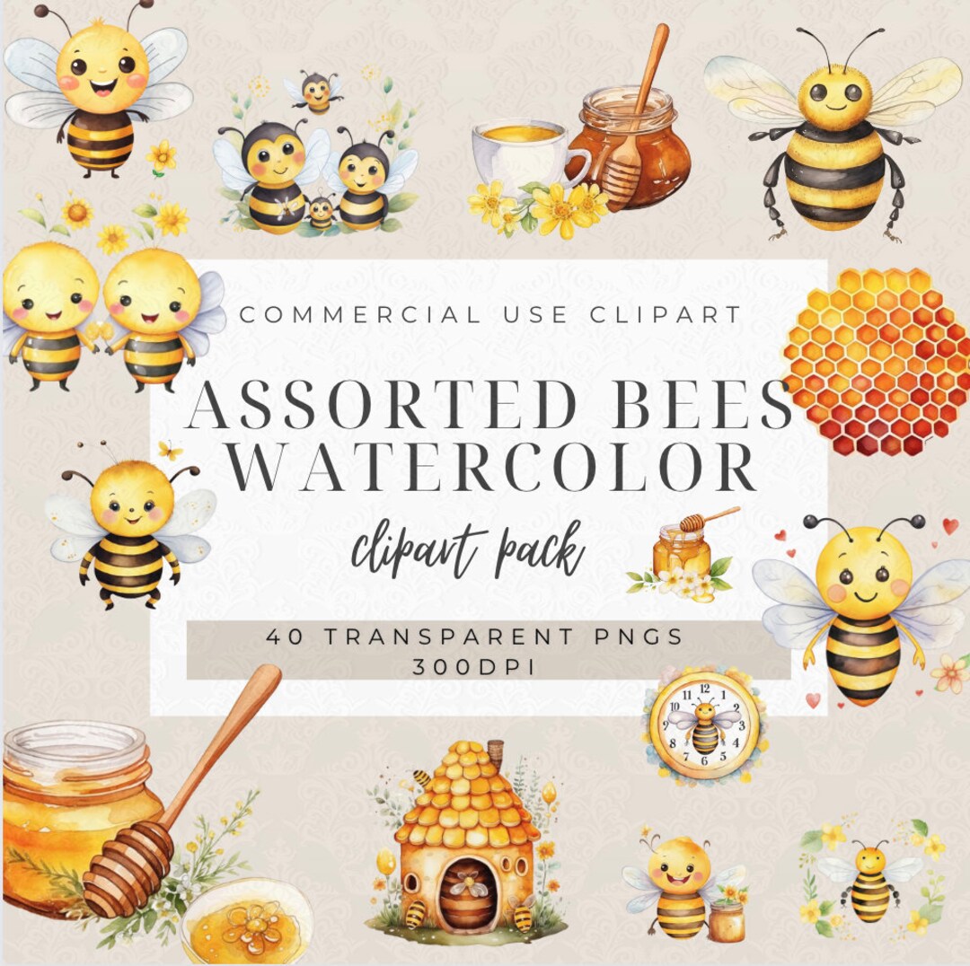 Watercolor Bee Clipart Set: Nursery Decor (digital Download) - Etsy