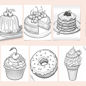 20 Desserts Coloring Pages - Printable PDF - Fun for Kids and Adults ...