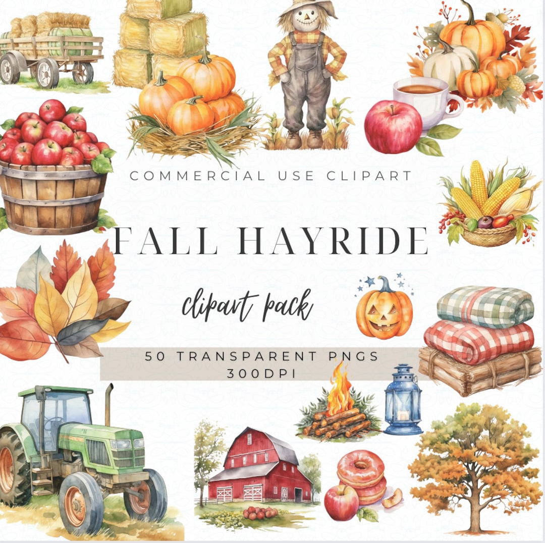 Fall Hayride Clipart Bundle: Autumn Harvest Pngs (50 Images) - Etsy