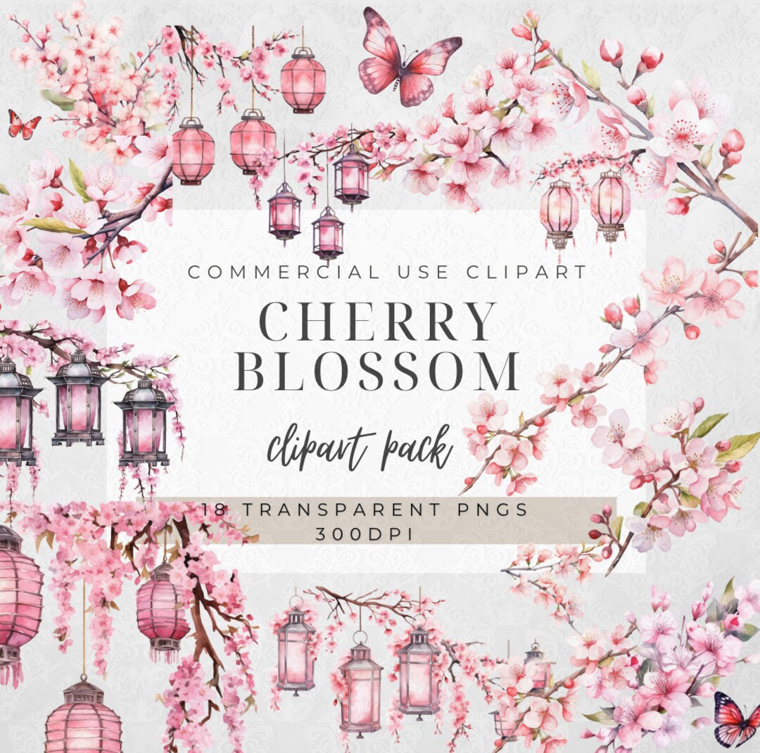 Watercolor Cherry Blossom Spring Clipart | Butterfly Clipart ...