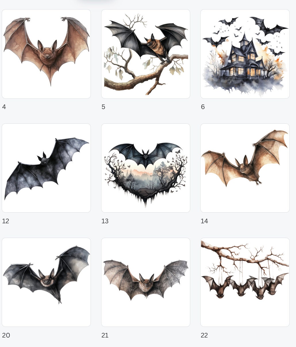 Bats Clipart Spooky Halloween Clipart Watercolor Bats Pngs Commercial ...