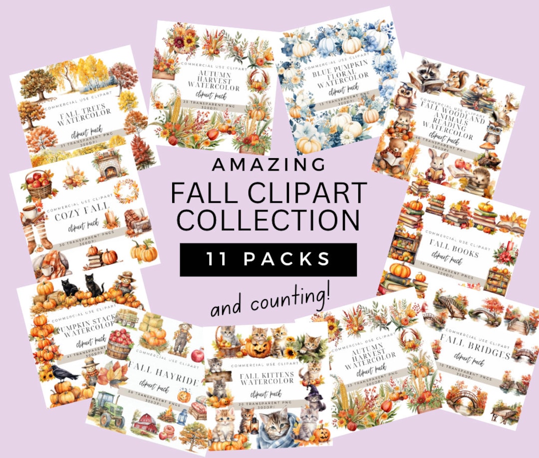 11 Packs and Counting Fall Clipart Bundle | Pumpkins | Hayride | Fall ...
