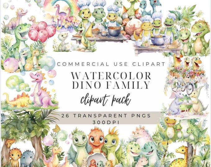 Dinosaur Clipart Watercolor PNG, Cute Dino Instant Digital, Download ...
