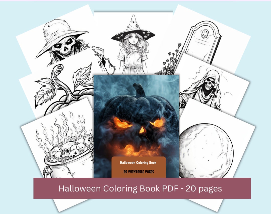 Halloween Coloring Book: 20 Spooky Printable Pages (PDF) - Etsy