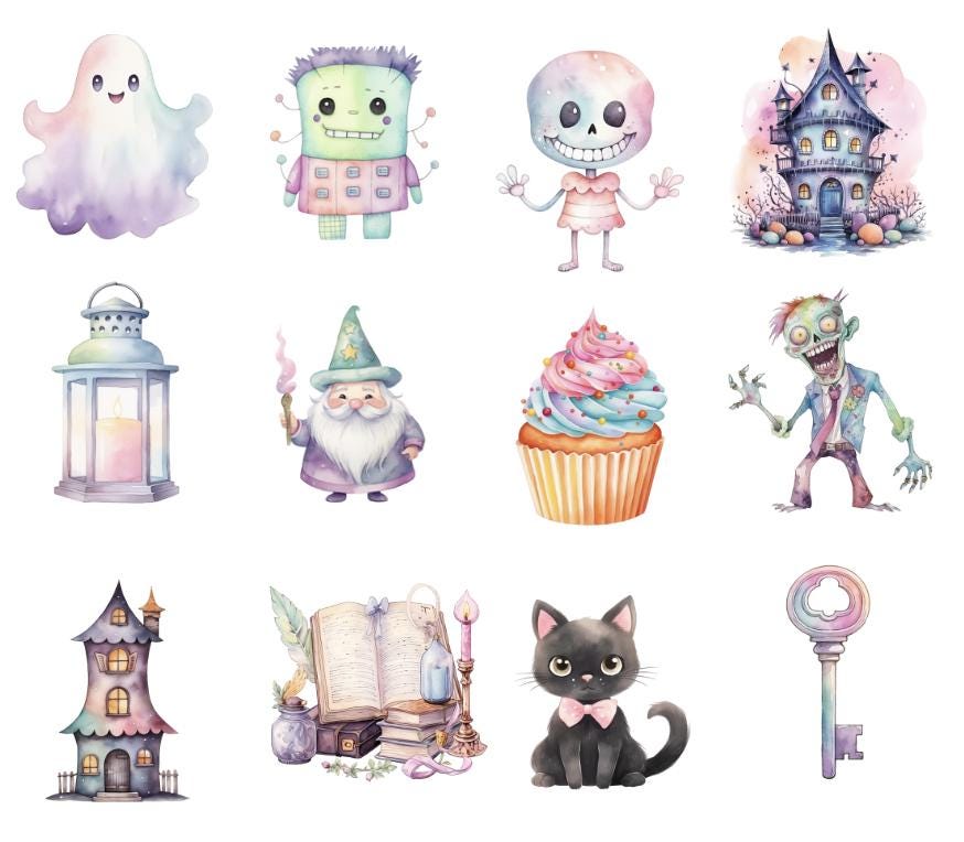 Commercial Use | Pastel Halloween | Watercolor Halloween Clipart ...