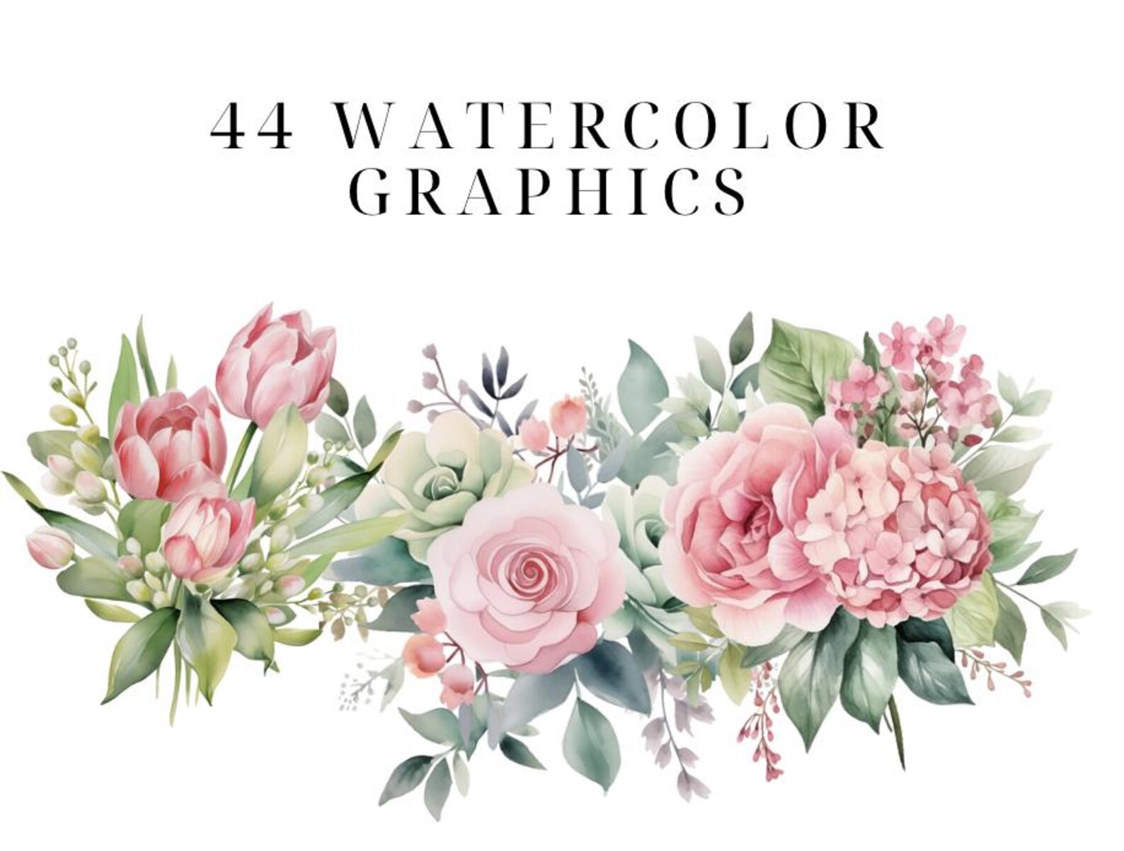 Wedding Flower Clipart Png | Green Tones | Commercial Use | Pink Mint ...
